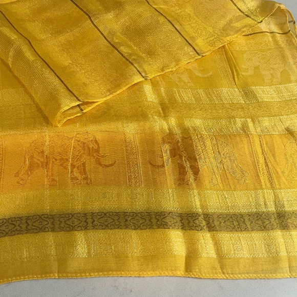 Accessories | Stunning Scarf Maize Gold Silk Elephant Pattern | Poshmark
